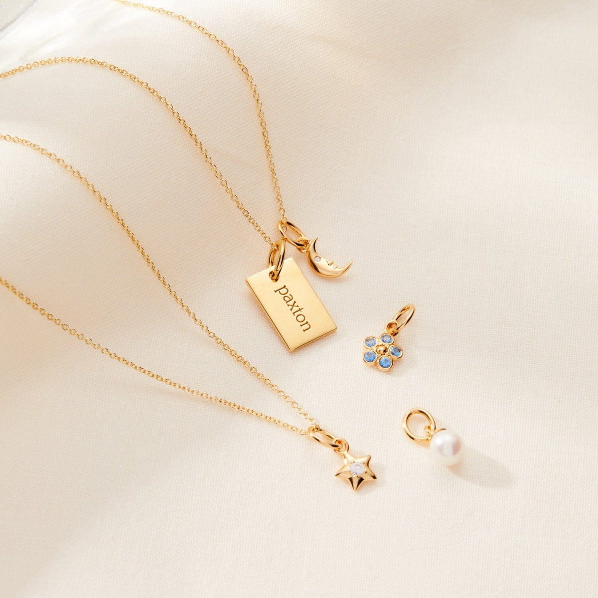 Pearl Mini Charm Necklace | Tiny Tags | Tiny Tags